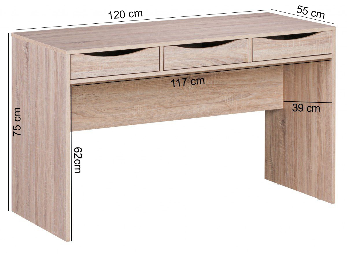 Scrivania per Computer ABEL, Misure 120x55x75cm, in Legno color Rovere ...